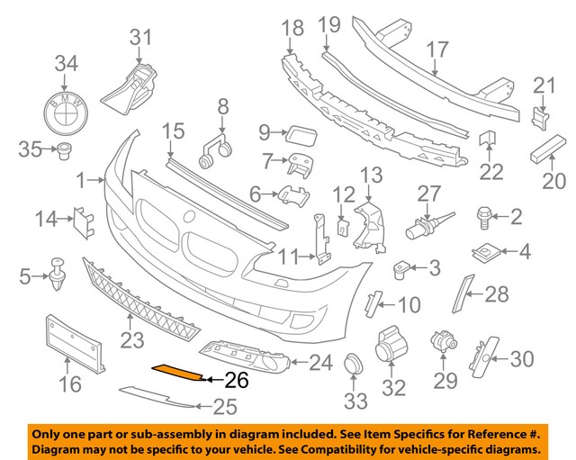 BMW OEM 15-16 535i GT xDrive Front Bumper Grille Grill-Filler Left ...