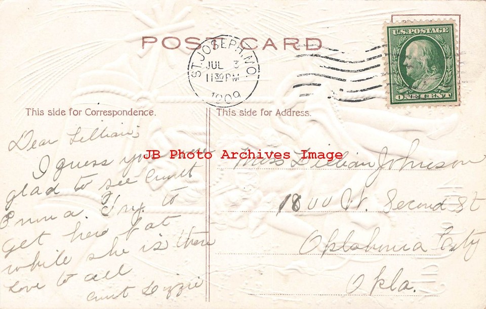 July 4th, IPC No 332-6, P. Sander, Girl Sitting on a Fireworks & Rocket ...