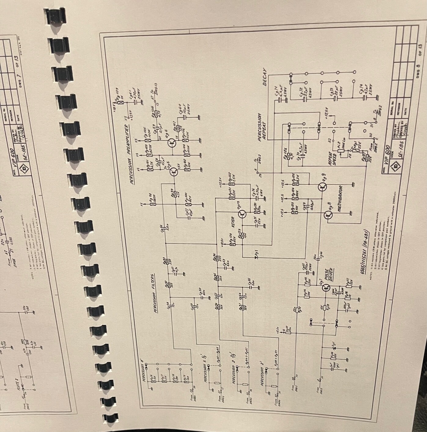 Farfisa Organ VIP 345, VIP 370 VIP 400 VIP 500 VIP 600 Manual/Schematic ...