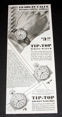 1930 OLD MAGAZINE PRINT AD, TIP-TOP POCKET WATCHES & WRIST-WATCH, VALUE ...