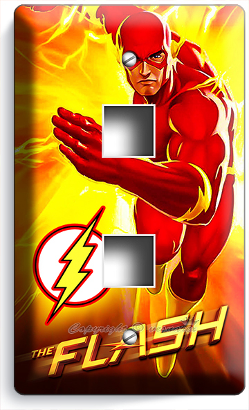 FLASH SUPERHERO FLAMES LIGHT SWITCH OUTLET WALL PLATE BOY BEDROOM MAN ...