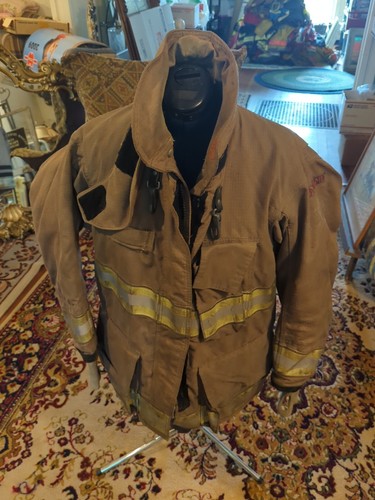 Vintage Retired Firefighter Turnout JACKET FIRE COAT USED Size 44 X 32 ...
