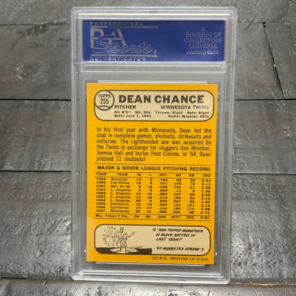 1968 Topps Dean Chance #255 *Twins* PSA 8 NM-MT | eBay