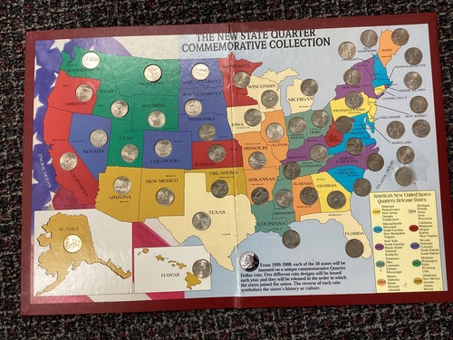 New State QUARTER Commemorative Collection 50 Quarters in Folder 1999 ...