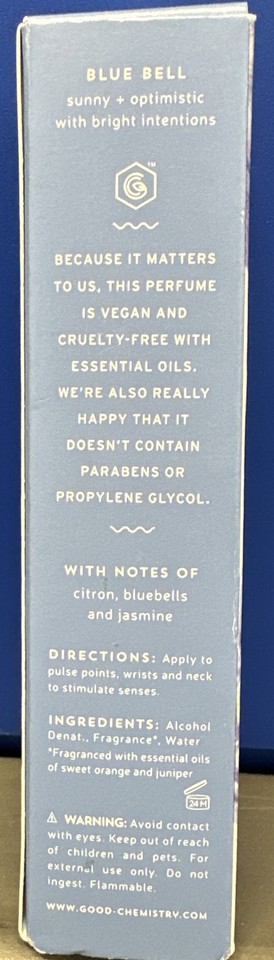Good Chemistry Blue Bell Rollerball Perfume ESSENTIAL OILS VEGAN .25 FL ...