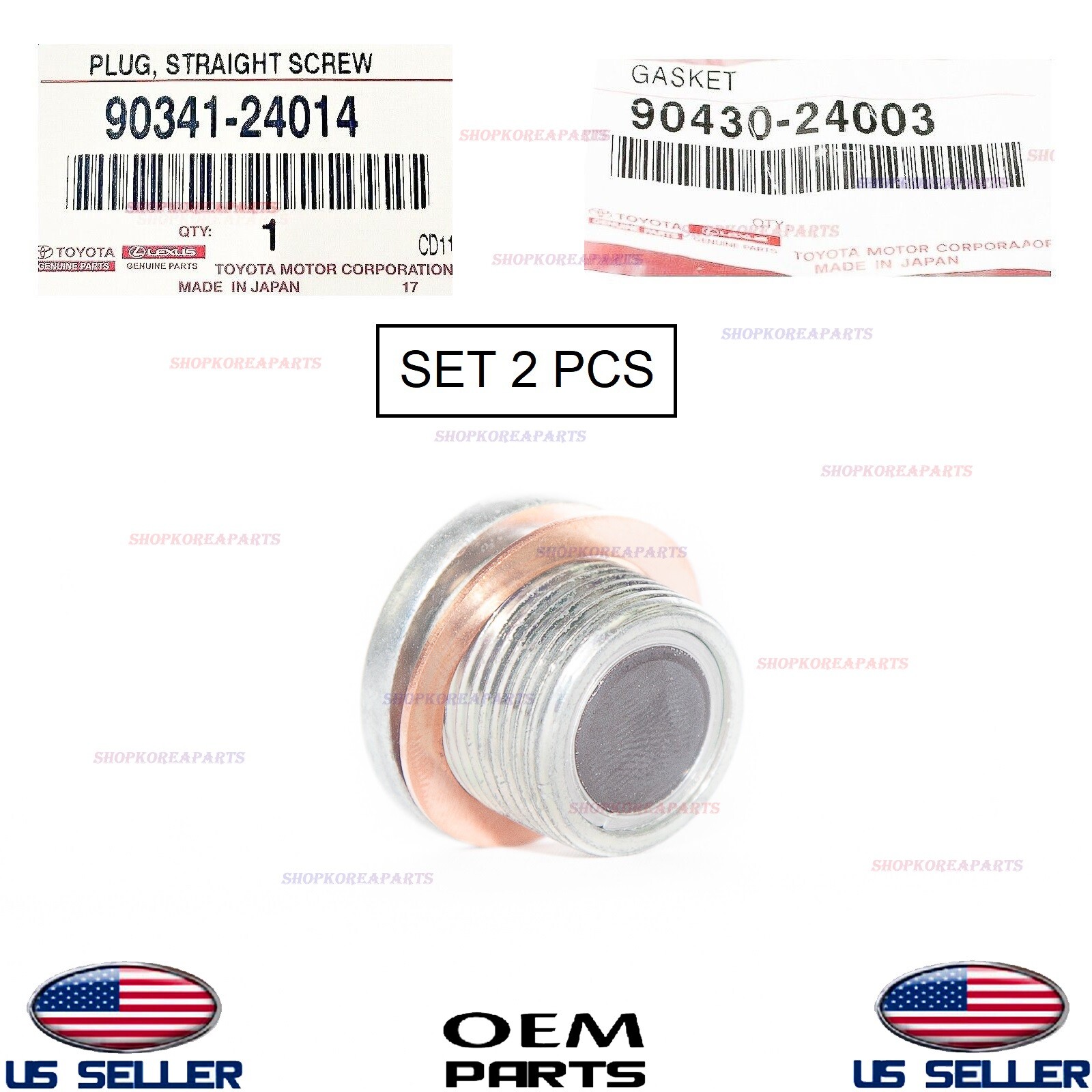 OEM Front Differential Drain Plug + Gasket 2pcs Toyota Lexus *See ...
