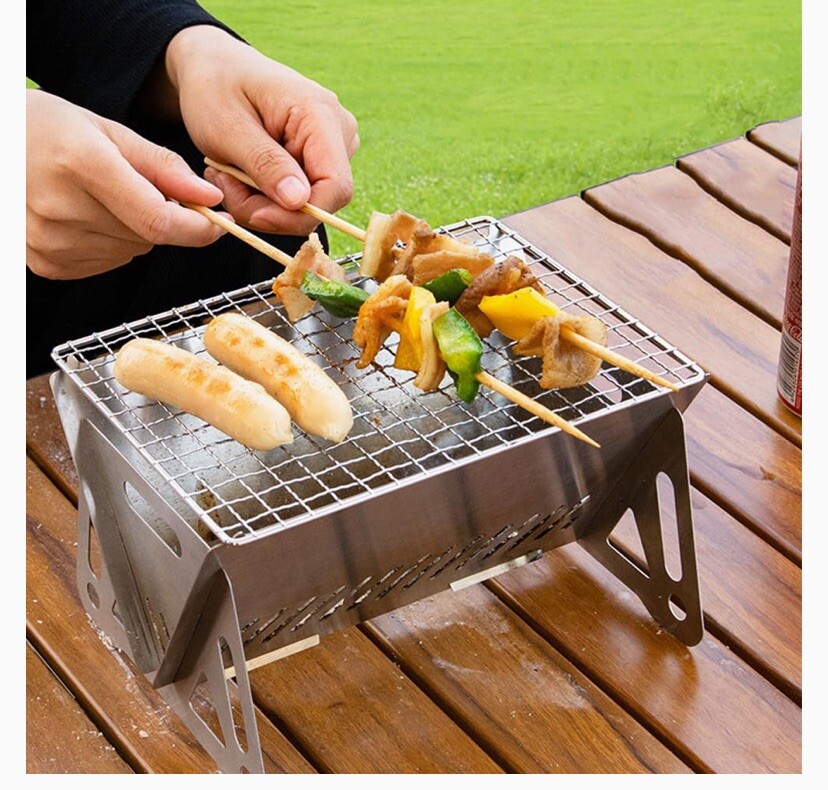 QTY-2! Stainless Steel Portable Notebook Charcoal BBQ Grill Instant ...
