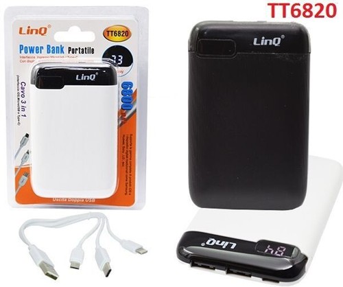 Power Bank Portable LinQ TT6820 6800mAh Double USB Câble 3 En 1 ...