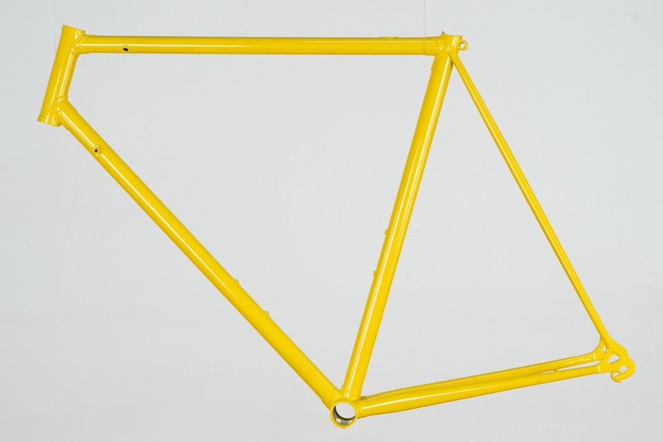 NOS UNKNOWN STEEL FRAME VINTAGE ROAD RACING BIKE ITALIAN OLD YELLOW ...