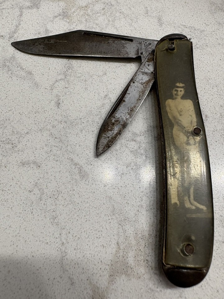 Vintage Johnston Novelty Nude Risque Pinup Girls Folding Pocket Knife ...