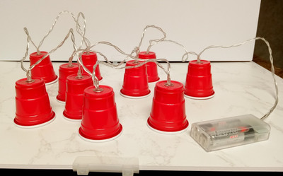 RED PARTY CUP PARTY LIGHTS BATTERY OPERATED STRING OF 10 MINI CUPS LED ...