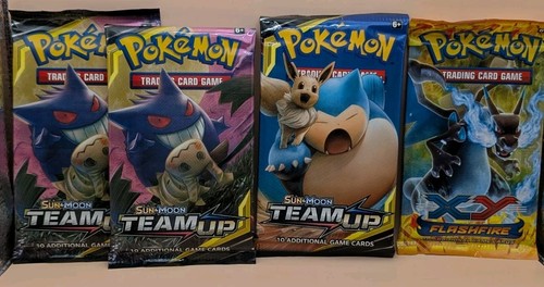 Pokémon 3 X Team Up Booster Packs & 1 XY Flash Fire English Pokemon TCG ...