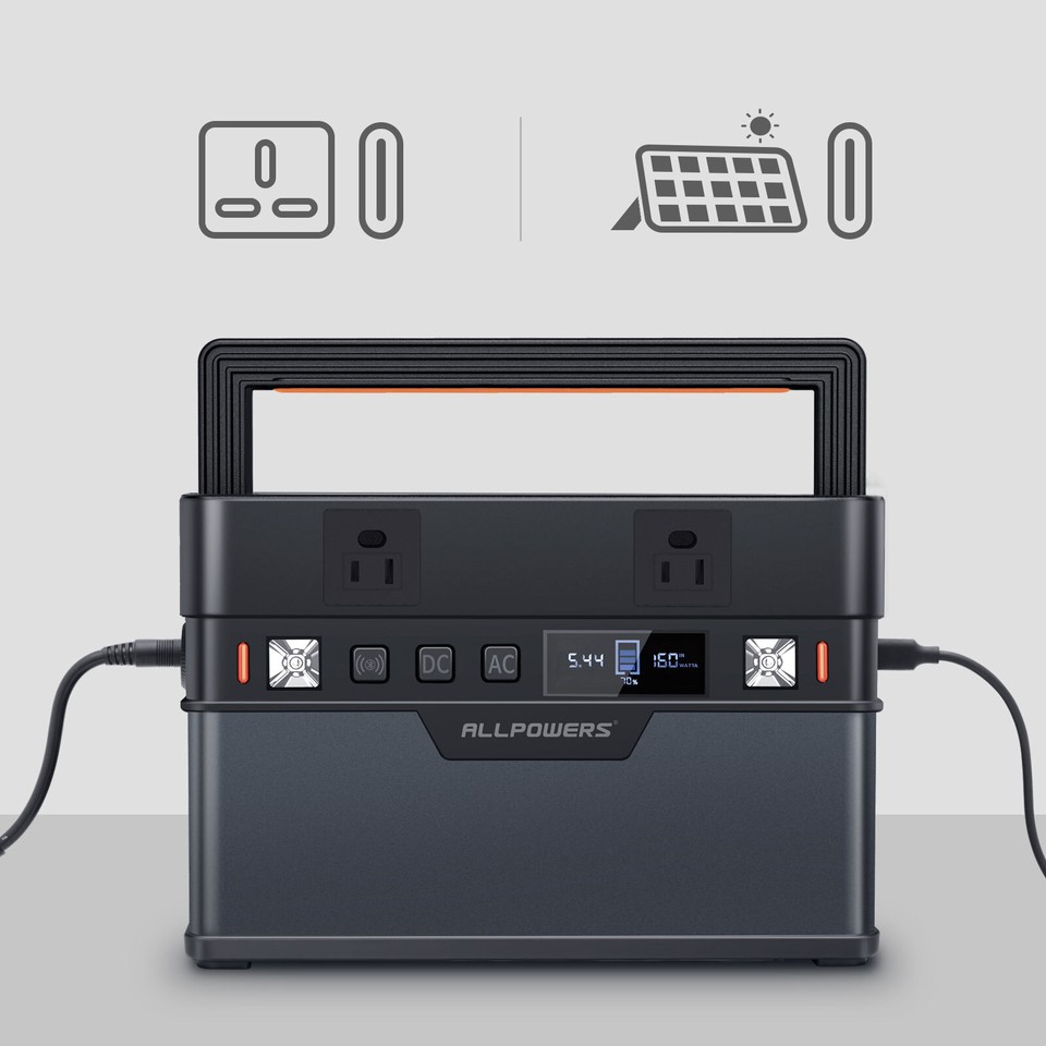 ALLPOWER Portable Power Station 700W 606Wh Solar Generator For Outdoor ...