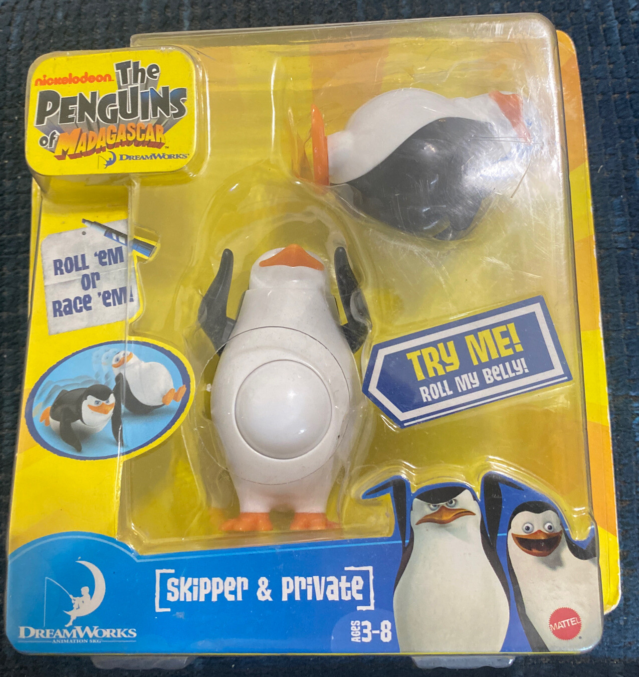 BRAND NEW Penguins of Skipper & Private ROLL ‘EM RACE ‘EM Belly! Mattel ...