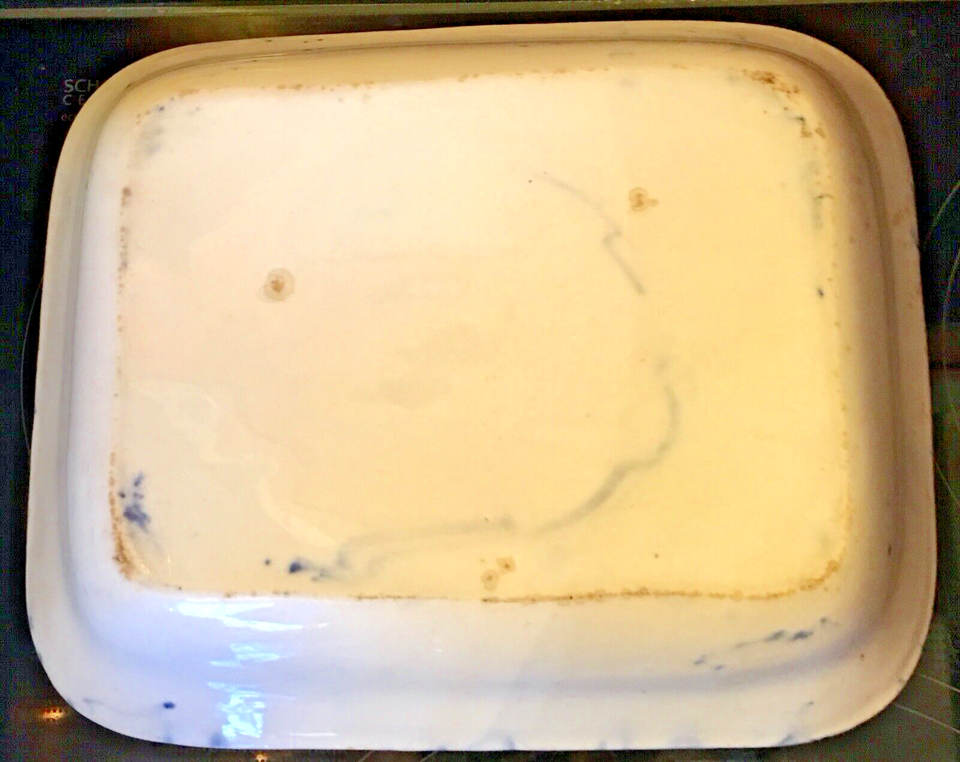 Early Blue & White Sponged Spatterware Baker Serving Dish Stoneware ...