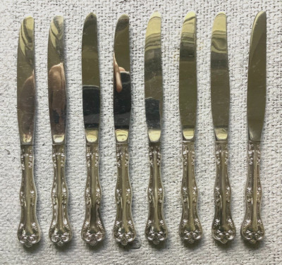 8 National Double Tested Silverplate Queen Elizabeth Dinner Knives VTG ...