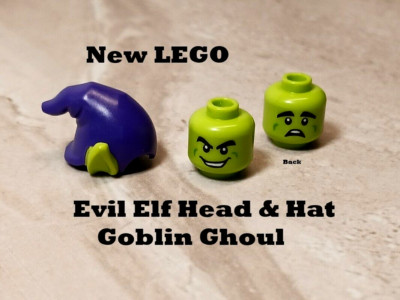 New LEGO Halloween Elf Goblin Ghoul Head Costume Dual Faces Ears HAT ...