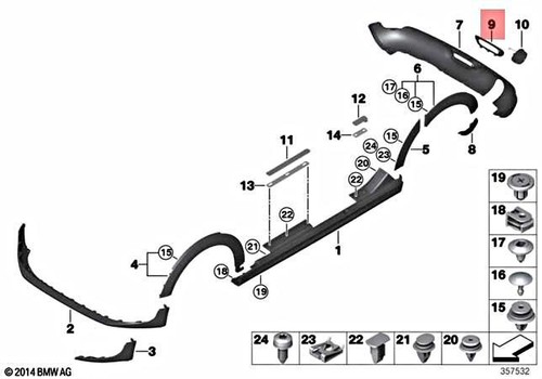 Genuine BMW F55 F56 F57 3 doors Rear Fog Light Finisher Trim OEM ...