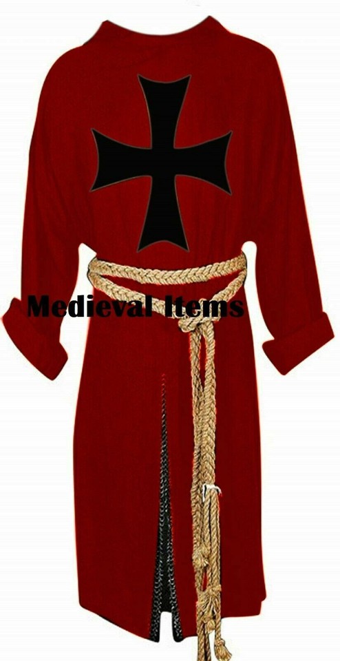 Medieval Costume Knights Templar Sleeveless Tunic Surcoat & Cloak ...