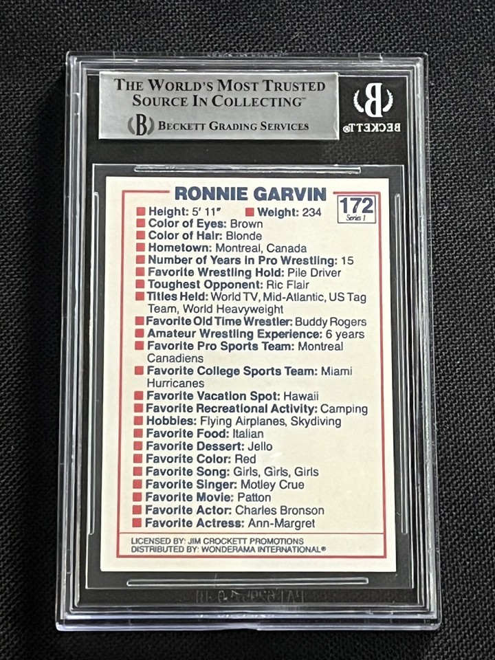 RONNIE GARVIN 1988 WONDERAMA NWA SIGNED AUTOGRAPHED CARD BECKETT BAS ...