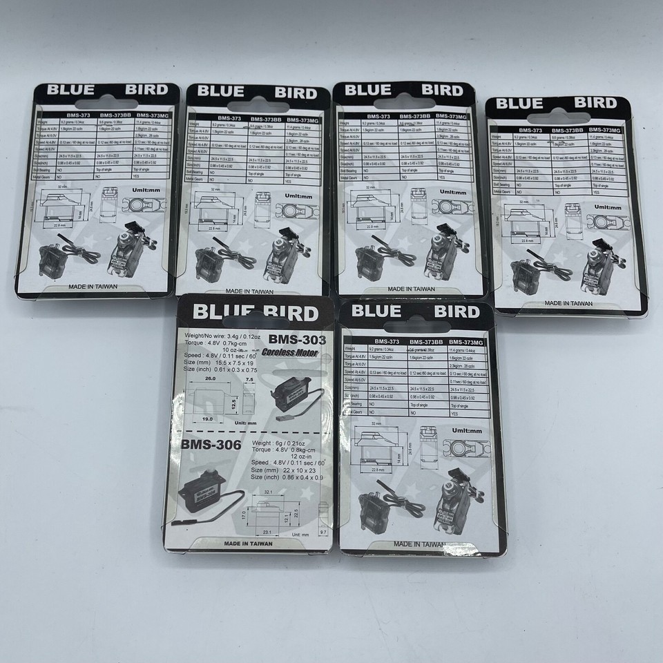 Rc Parts Lot- 5 Blue Bird BMS-373BB Micro Sever 1 BMS-303- NOS | eBay