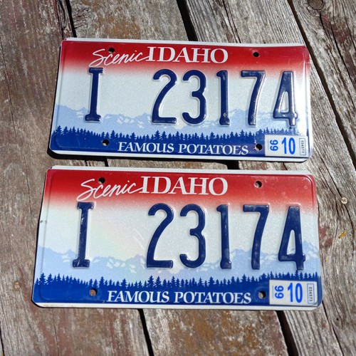 PAIR 1999 Idaho License Plates - "I 23174" 10 99 sticker FAMOUS ...