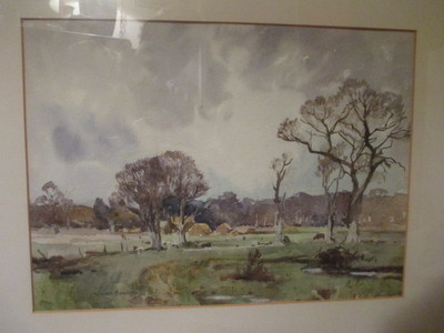 Bucolic Watercolor Landscape By Listed English Artist, William Benner ...
