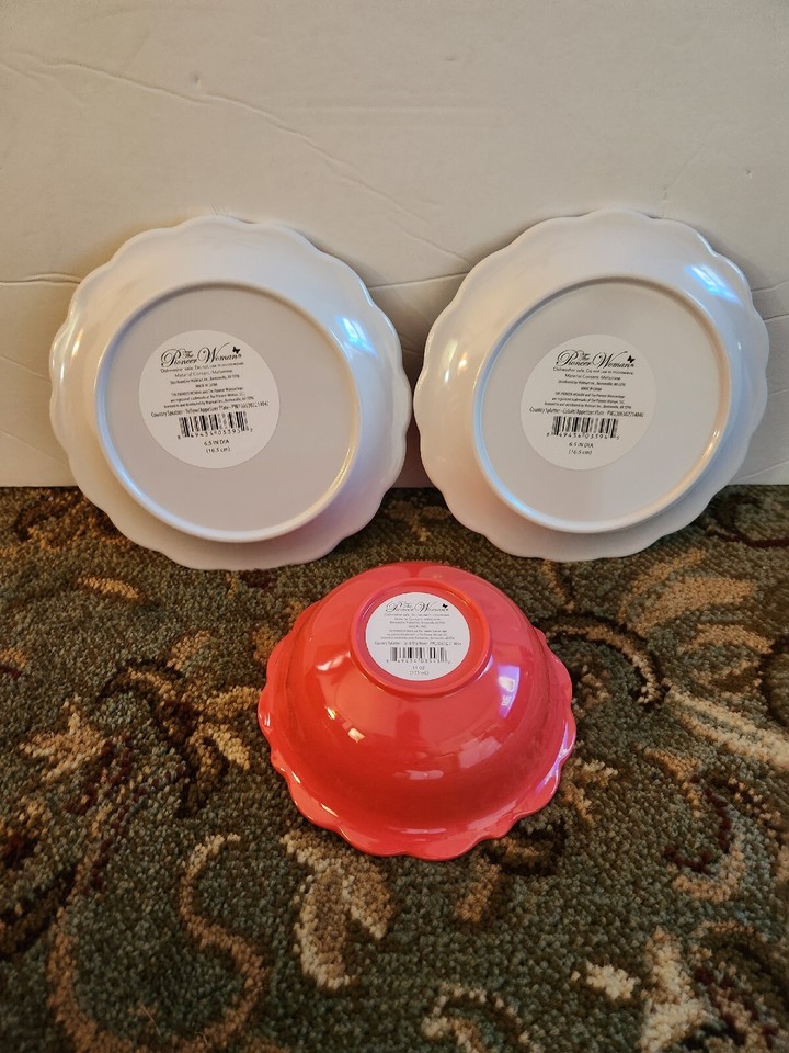 3 Brand New Pioneer Woman Country Splatter Melamine Plates and Bowl! | eBay
