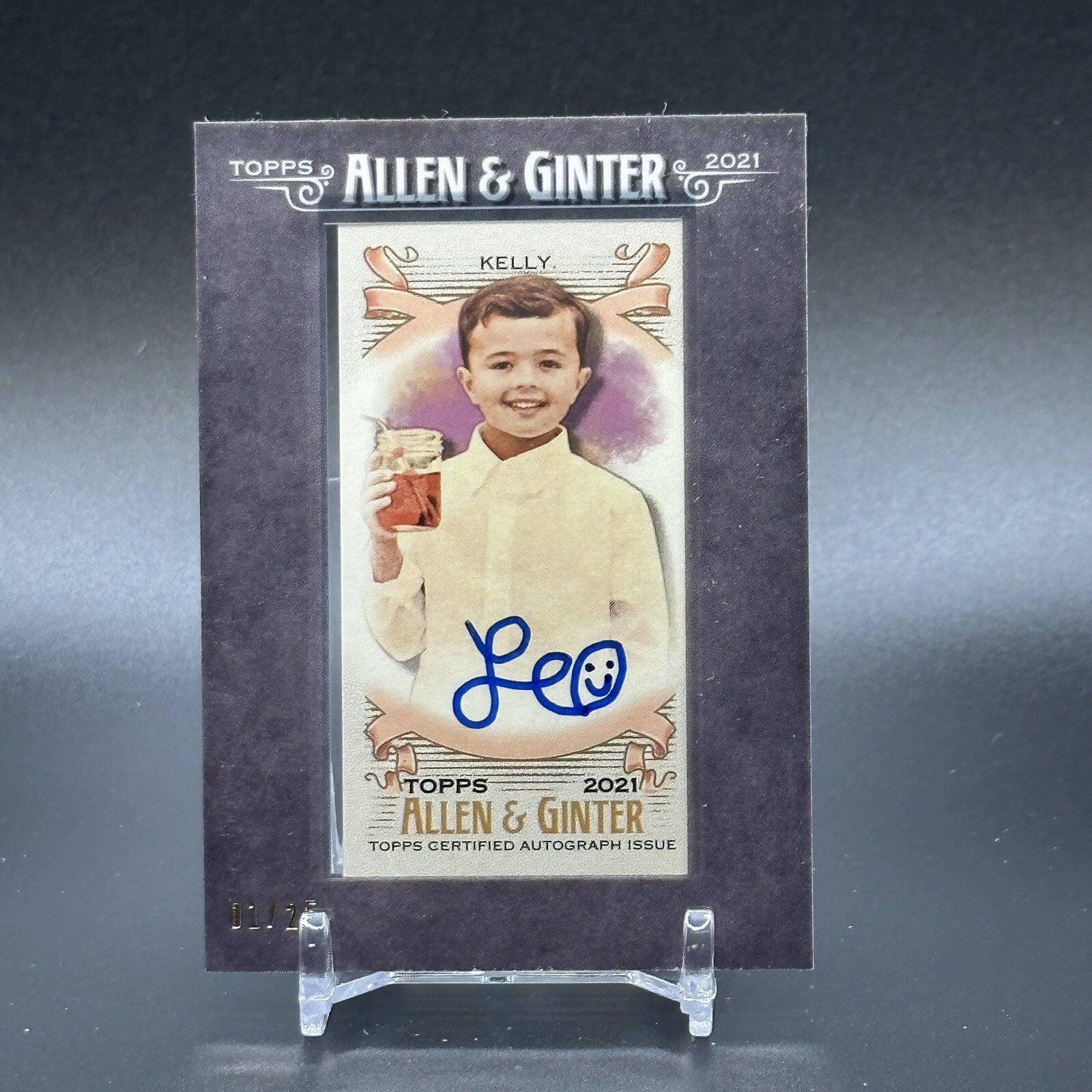 2021 Allen & Ginter Leo Kelly #'d 1 /25 Frame Mini Auto Black SP ...