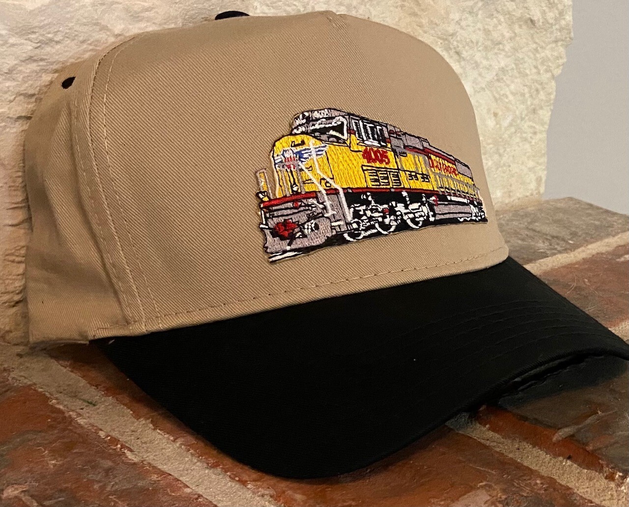 Cap / Hat ( Khaki/Black)- Union Pacific Locomotive patch (UP)- #22333 ...