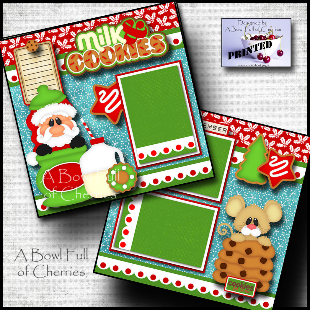 MILK & COOKIES FOR SANTA ~ 2 PREMADE SCRAPBOOK PAGES Paper CHRISTMAS ...