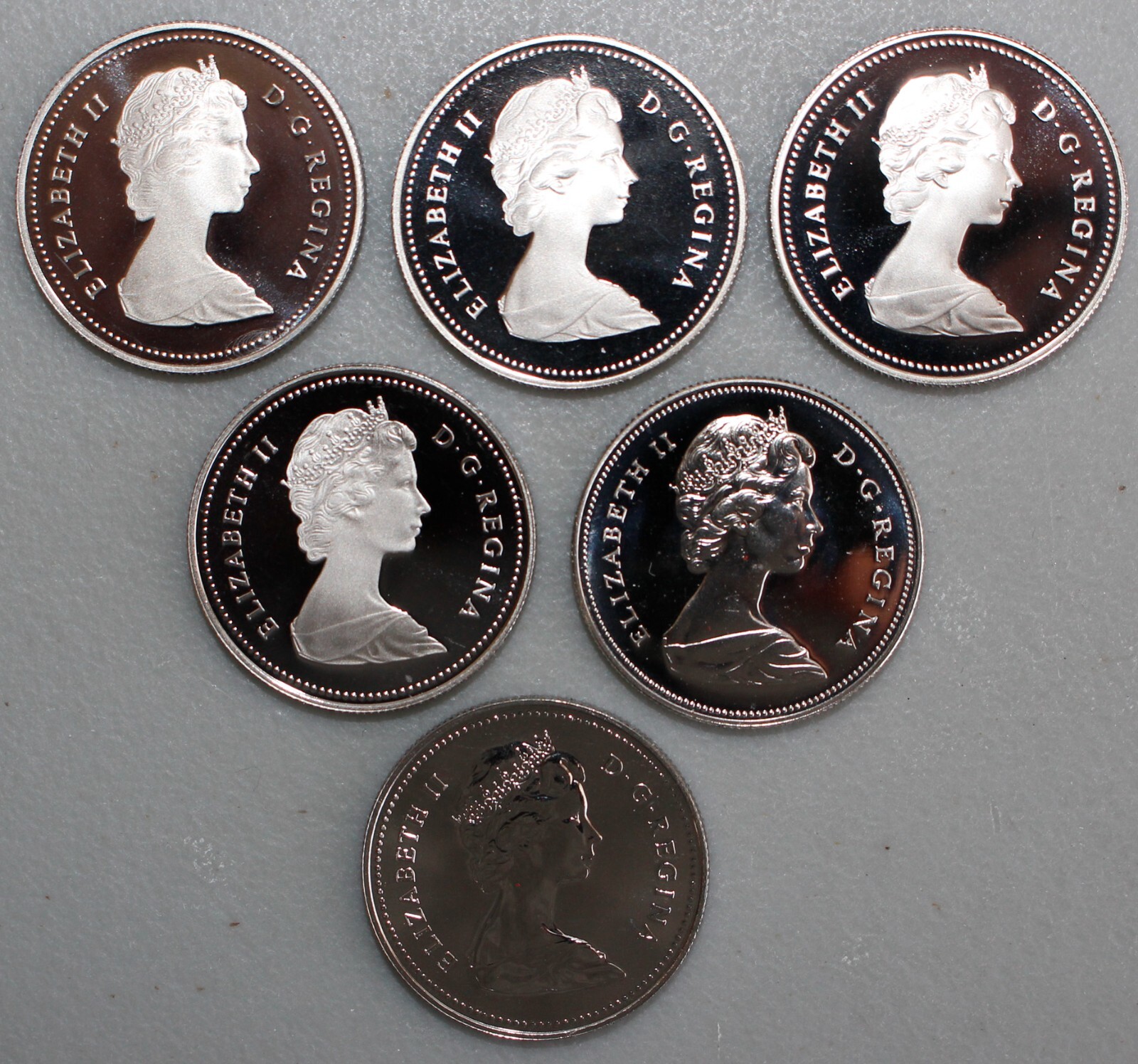 6 Coins 1974-1984 Canada 50 Cents Coins 4 Proof + 2 PL Nickel Content ...