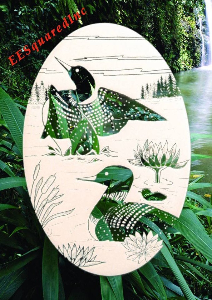 LOON STATIC CLING WINDOW DECAL New Oval 8x12 Vinyl Wild Ducks Glass ...