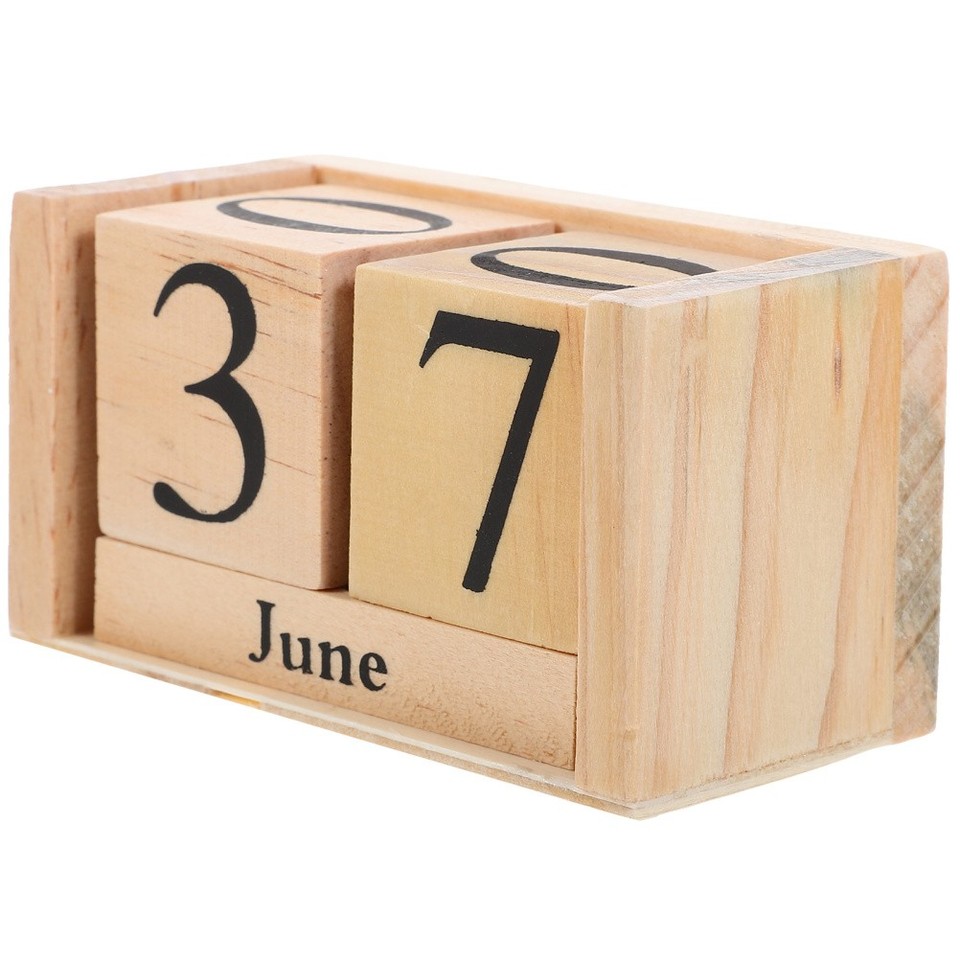 Perpetual Wooden Block Calendar Office Desk Calendar for Daily Use ...