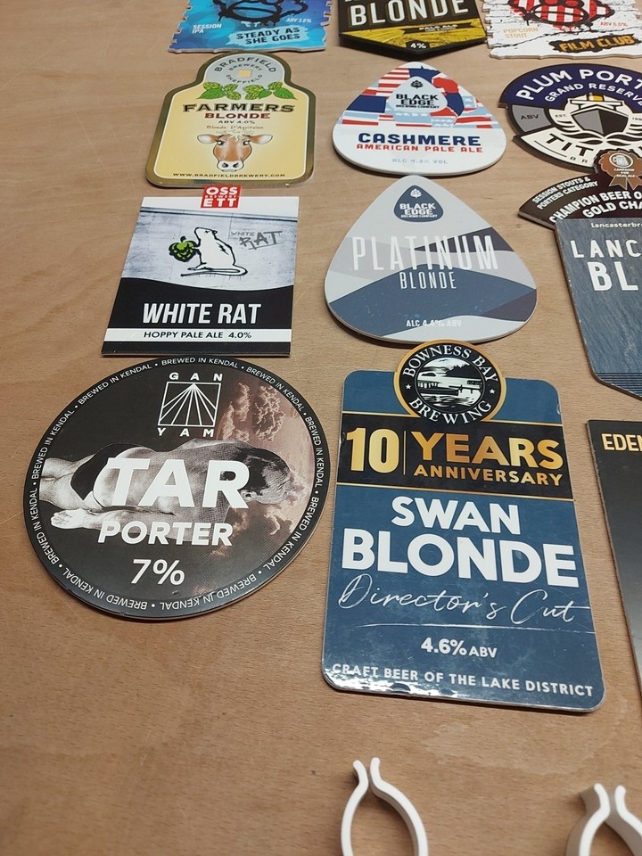 Job Lot Of 20 Beer Pump Badges + 5 Used Clips - Mixed Brewerys Badges ...