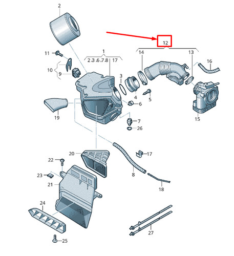 NEW AUDI Q5 8R ENGINE AIR INTAKE HOSE 06E129629AA ORIGINAL 06E-129-629 ...