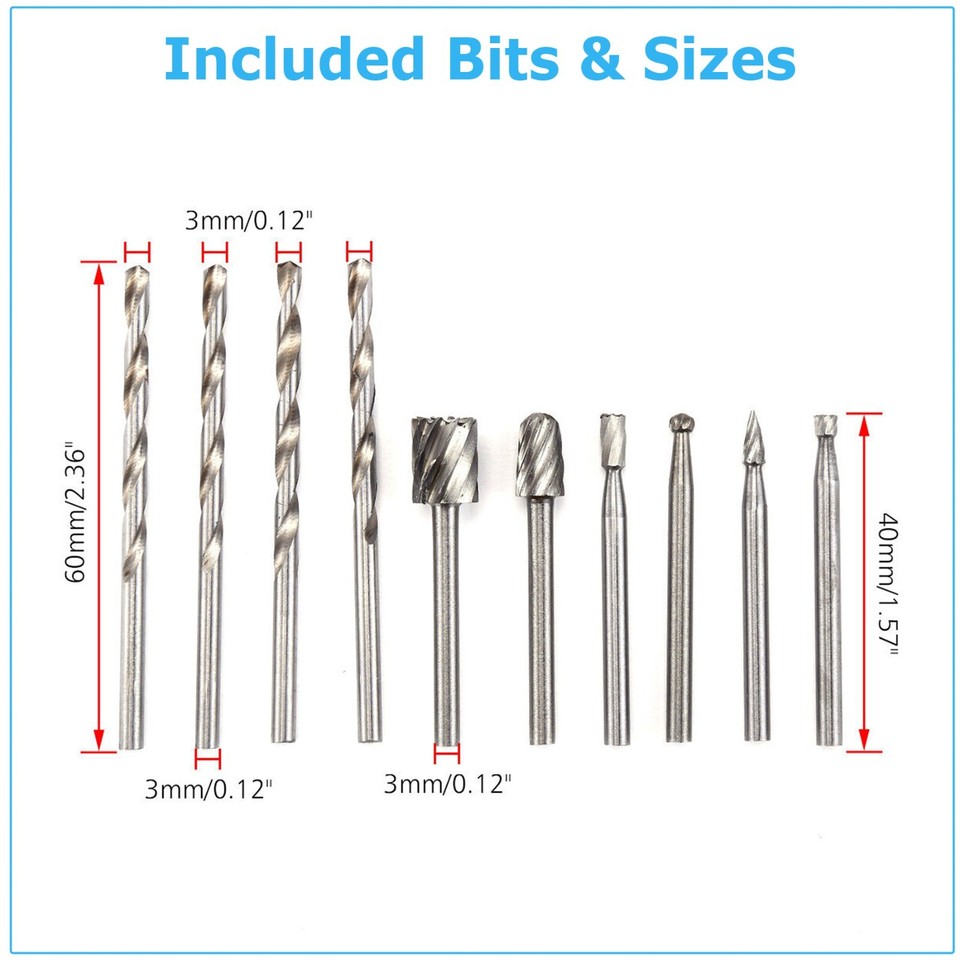 For Dremel Rotary Multi Tool Cutting Guide HSS Router Drill Bits Kit ...