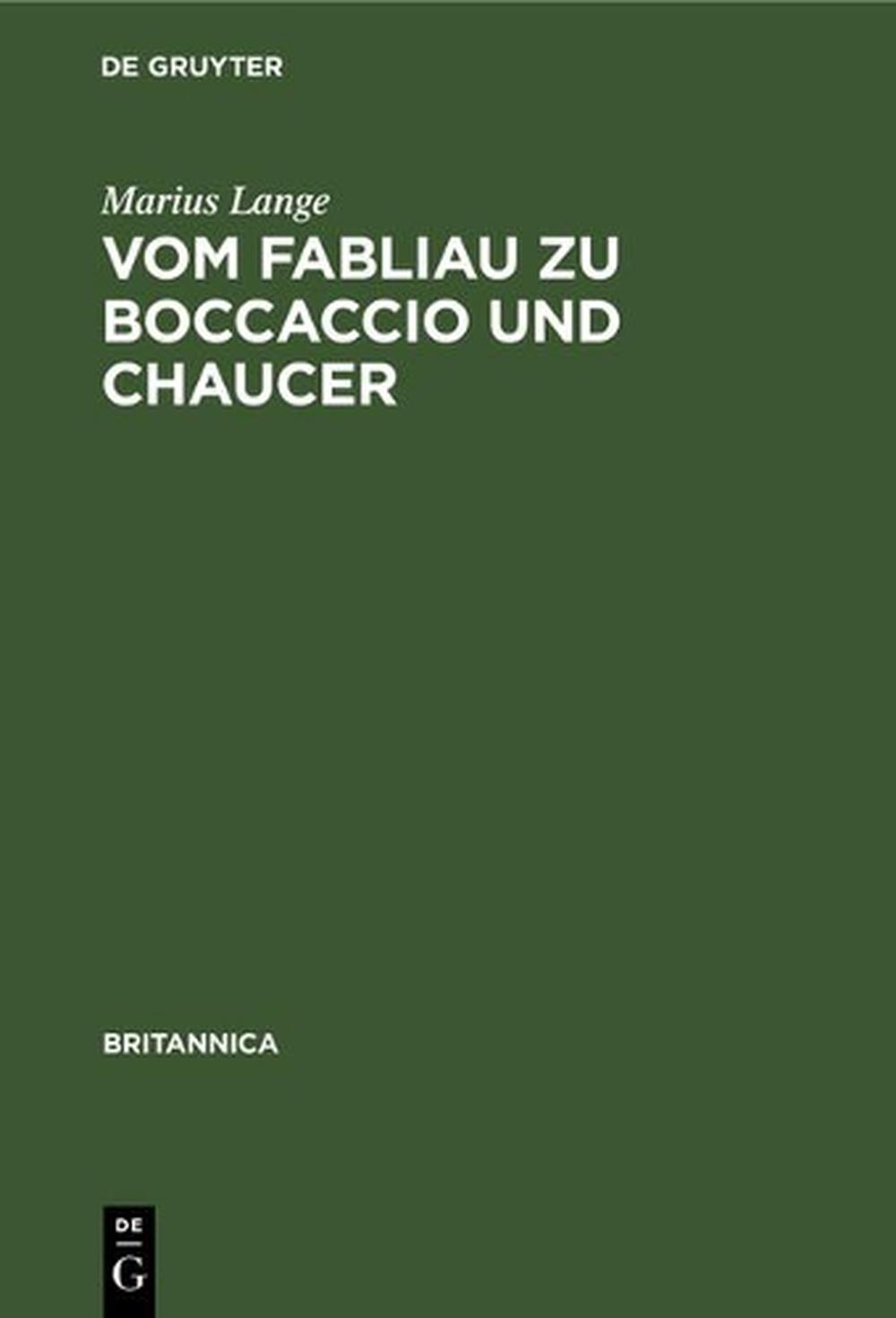 Vom Fabliau zu Boccaccio und Chaucer by Marius Lange (Hardcover, 1934) for sale online | eBay