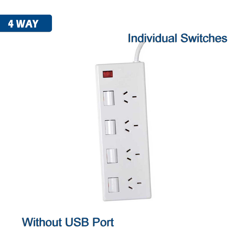 4 or 6 WayUSB Power Board Overload Protector Powerboard with Individual ...