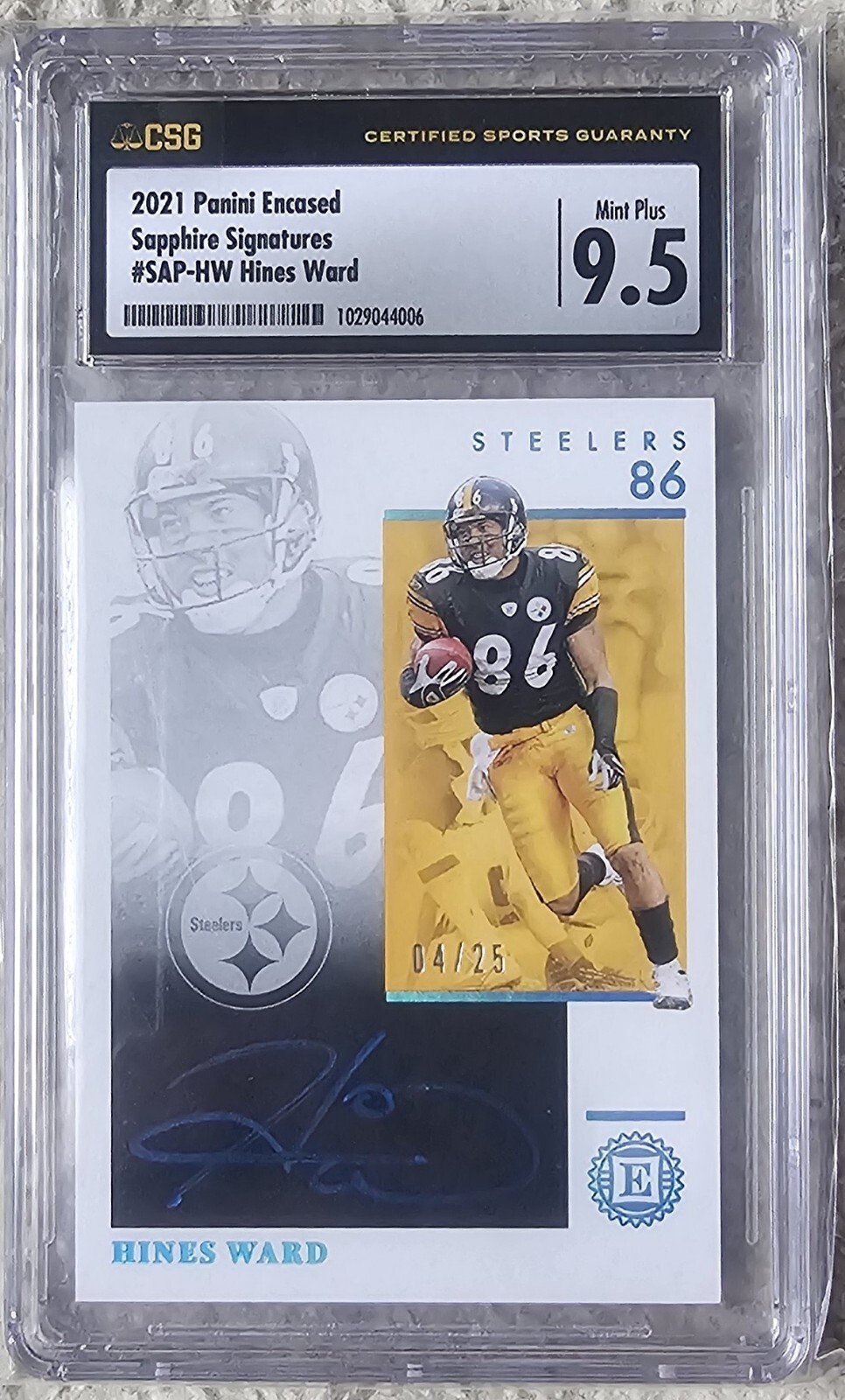2021 Hines Ward Encased Saphirre Auto /25 CSG 9.5 Mint Plus W 10 ...