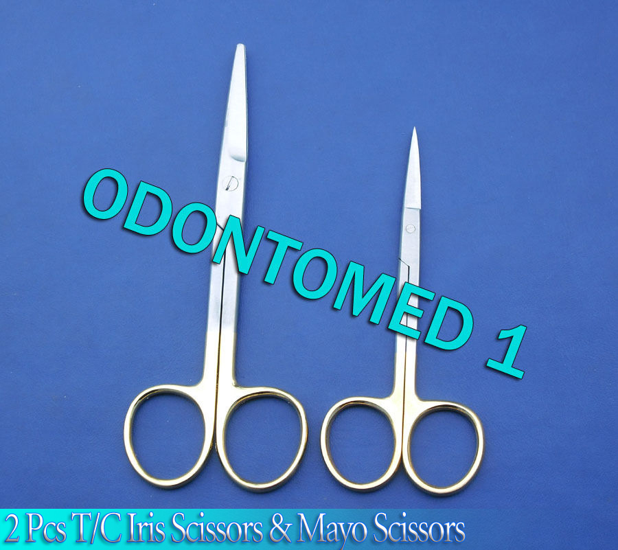 1 T/C IRIS SCISSORS 4.5" STR +1 T/C MAYO DISSECTING SCISSORS 6" STR | eBay