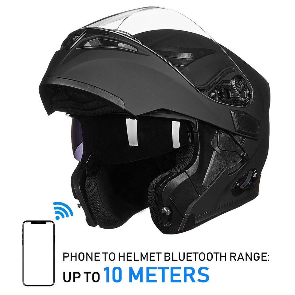 ILM Blue Tooth Motorcycle Helmet Flip up Modular Dual Visor Intercom FM ...