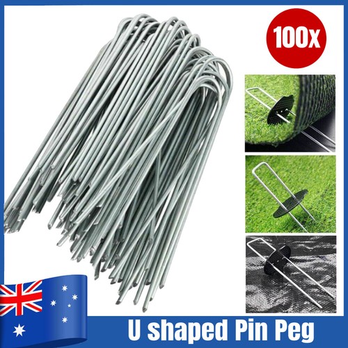 100x Steel U Shaped Pin Turf Tent Securing Pegs Ground Landscape Garden ...
