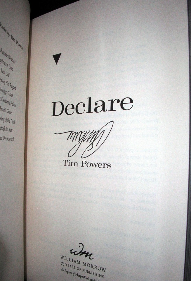 Declare by Anubis Gates Author Tim Powers - Signed First Edition HC in ...