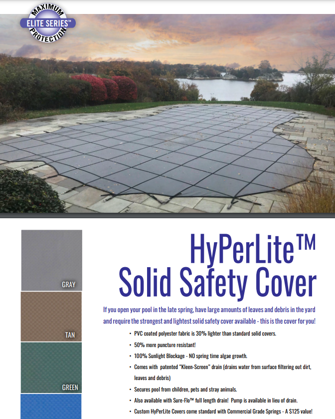 GLI HyperLite Rectangle Safety Pool Cover Solid w/ Drain w/ Left 2 ...