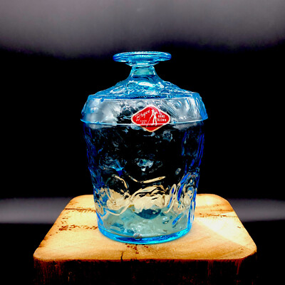 MCM Bryce Brothers Co El Rancho Cerulean Hand Blown Glass Blue Covered ...
