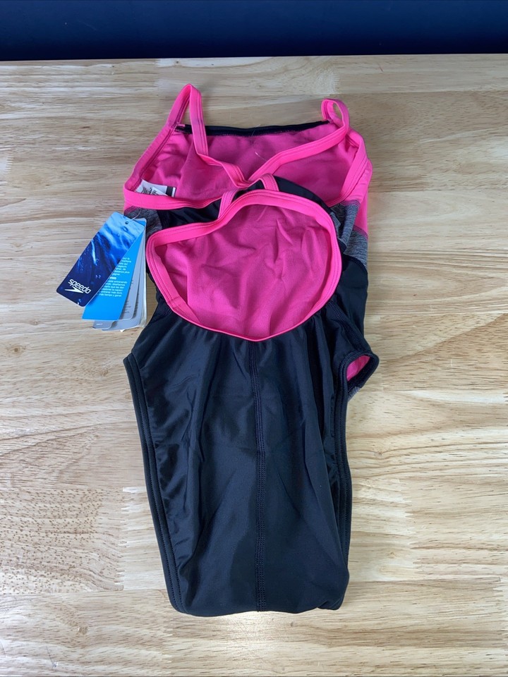 NWT Women’s Speedo Relaunch Flyback Pro LT Swimsuit Pink Black Size 26 ...