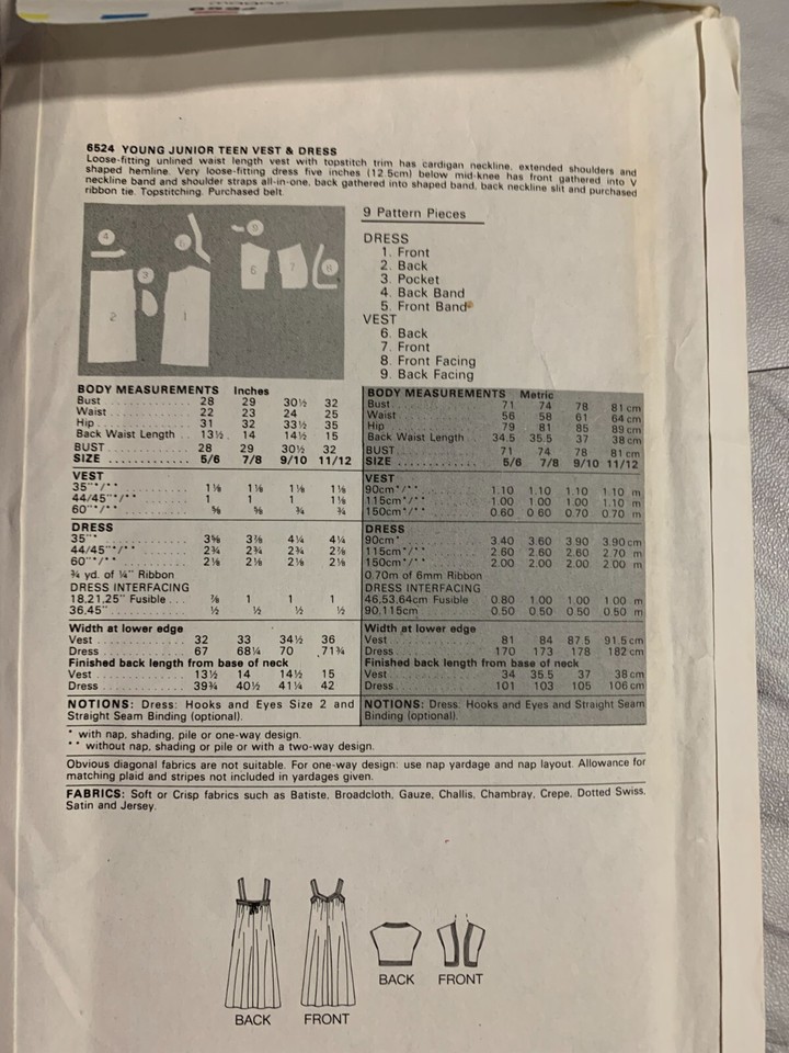 Vintage Sundress Sewing Pattern Uncut Size 5/6 Butterick 6524 | eBay