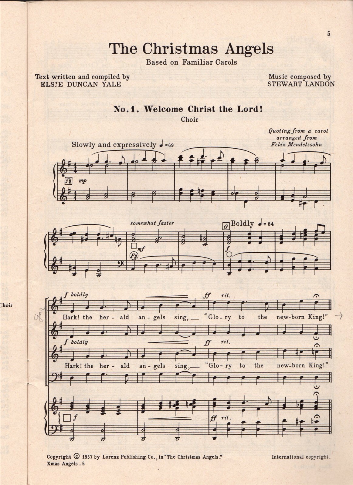 The Christmas Angels "A Christmas Cantata" Sheet Music Book 1957 | eBay