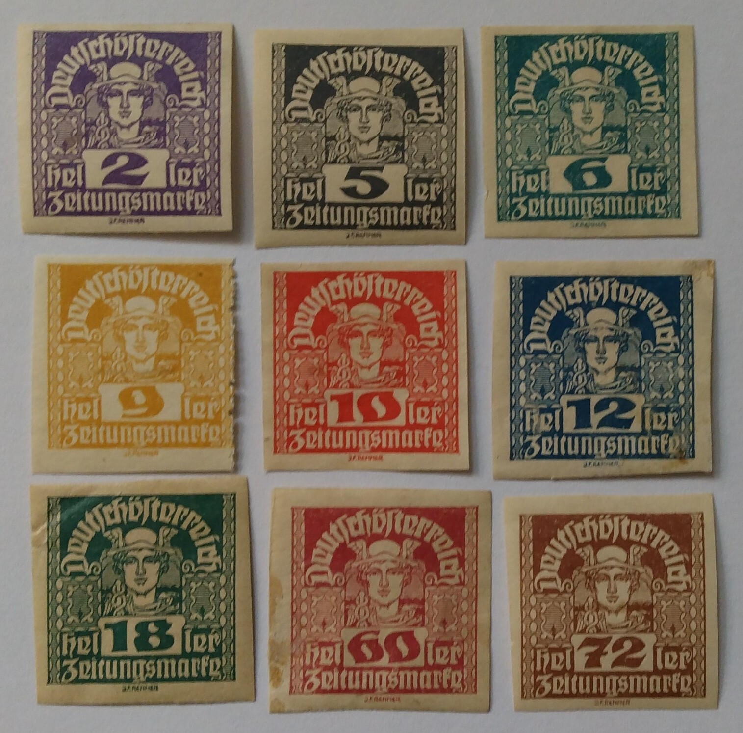Austria Newspaper Stamps, 1920-21, sc#P29, 31-32, 34-36, 38, 42-43 ...